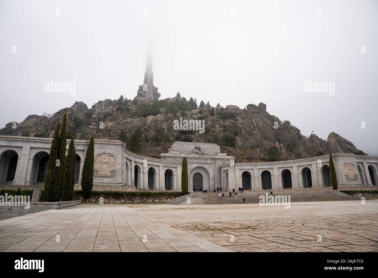 Front View of the Valley of the Fallen Amidst Misty Clouds Stock Photo ...