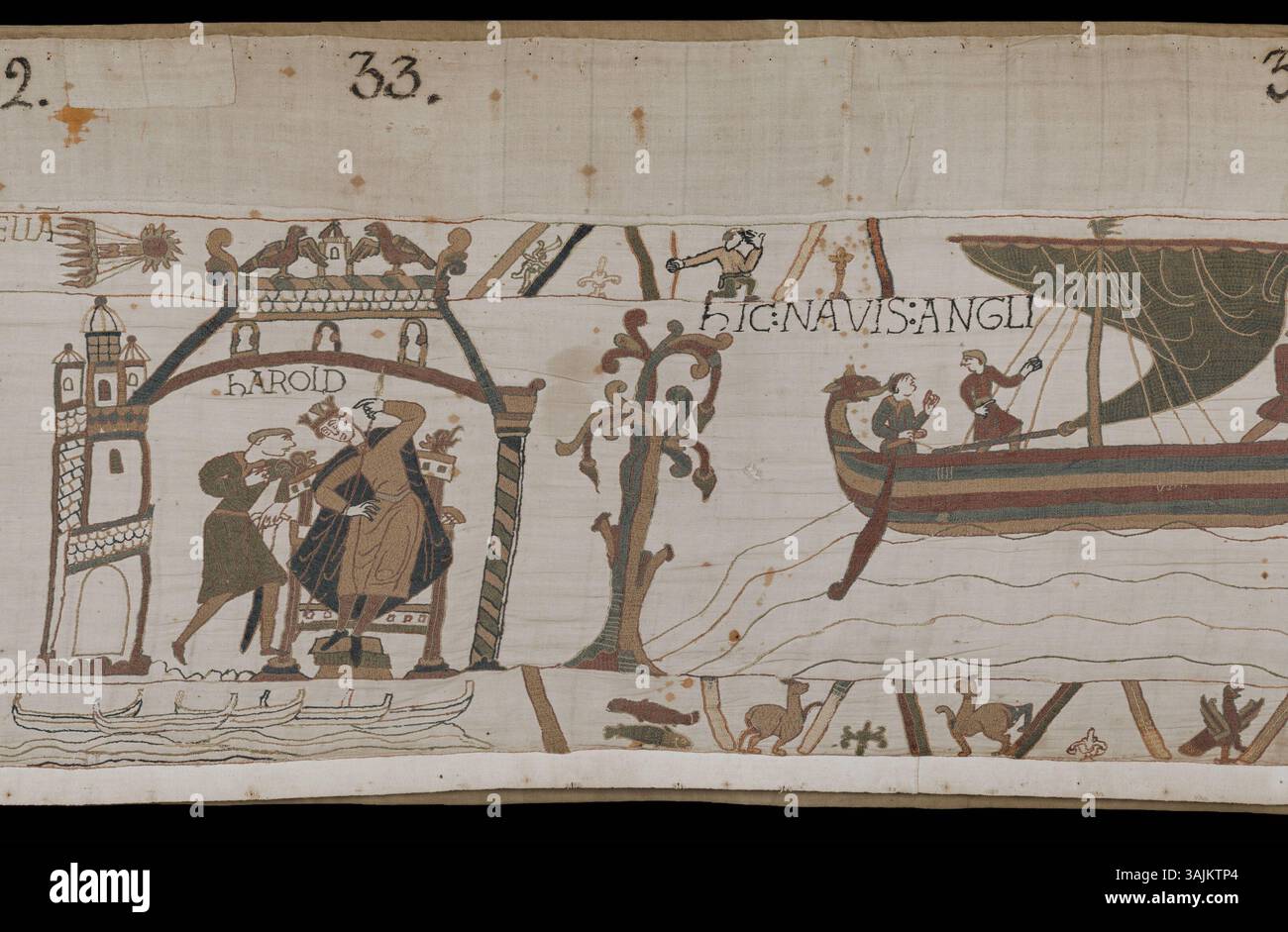 Scene 33 from the Bayeux Tapestry illustrates William the Conqueror's ...