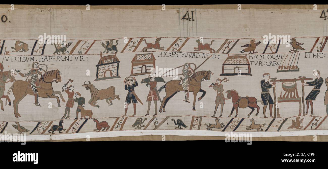 Scene 41 of the Bayeux Tapestry illustrates a moment in the Norman ...