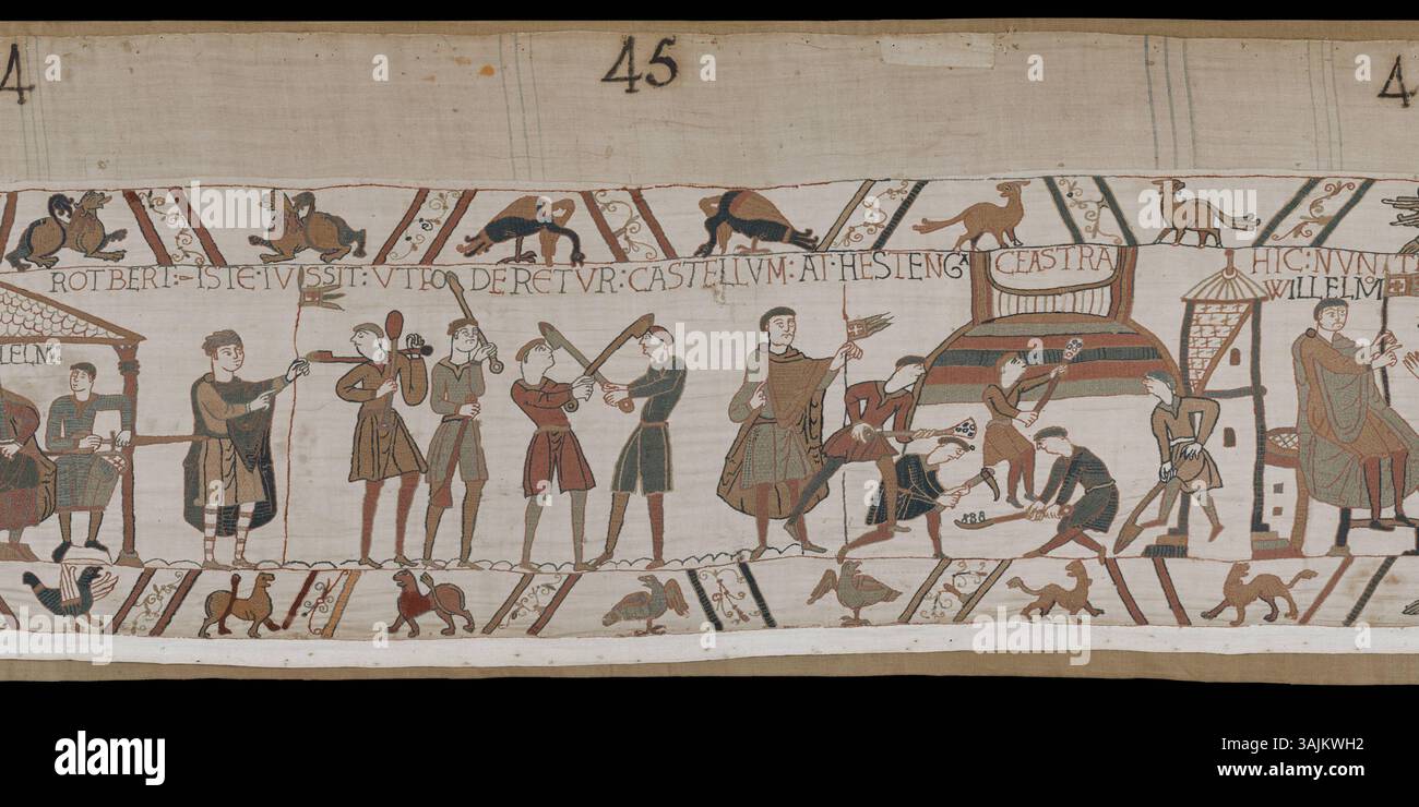 Scene 45 from the Bayeux Tapestry depicts pivotal moments of the Norman ...
