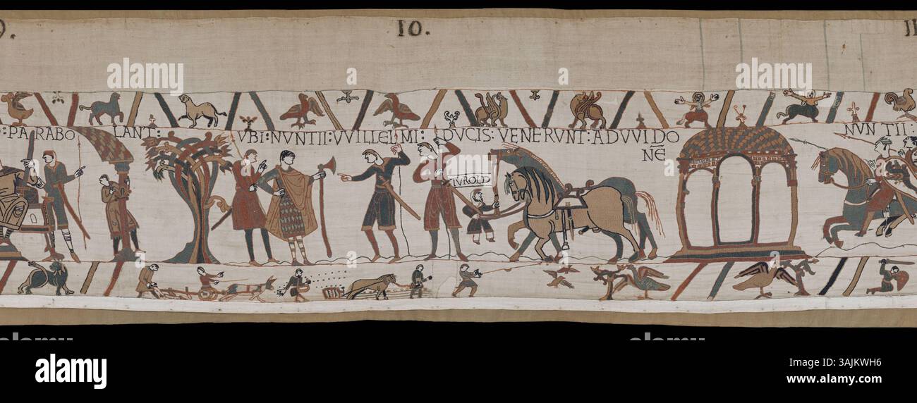 This scene from the Bayeux Tapestry shows key moments from the Norman ...
