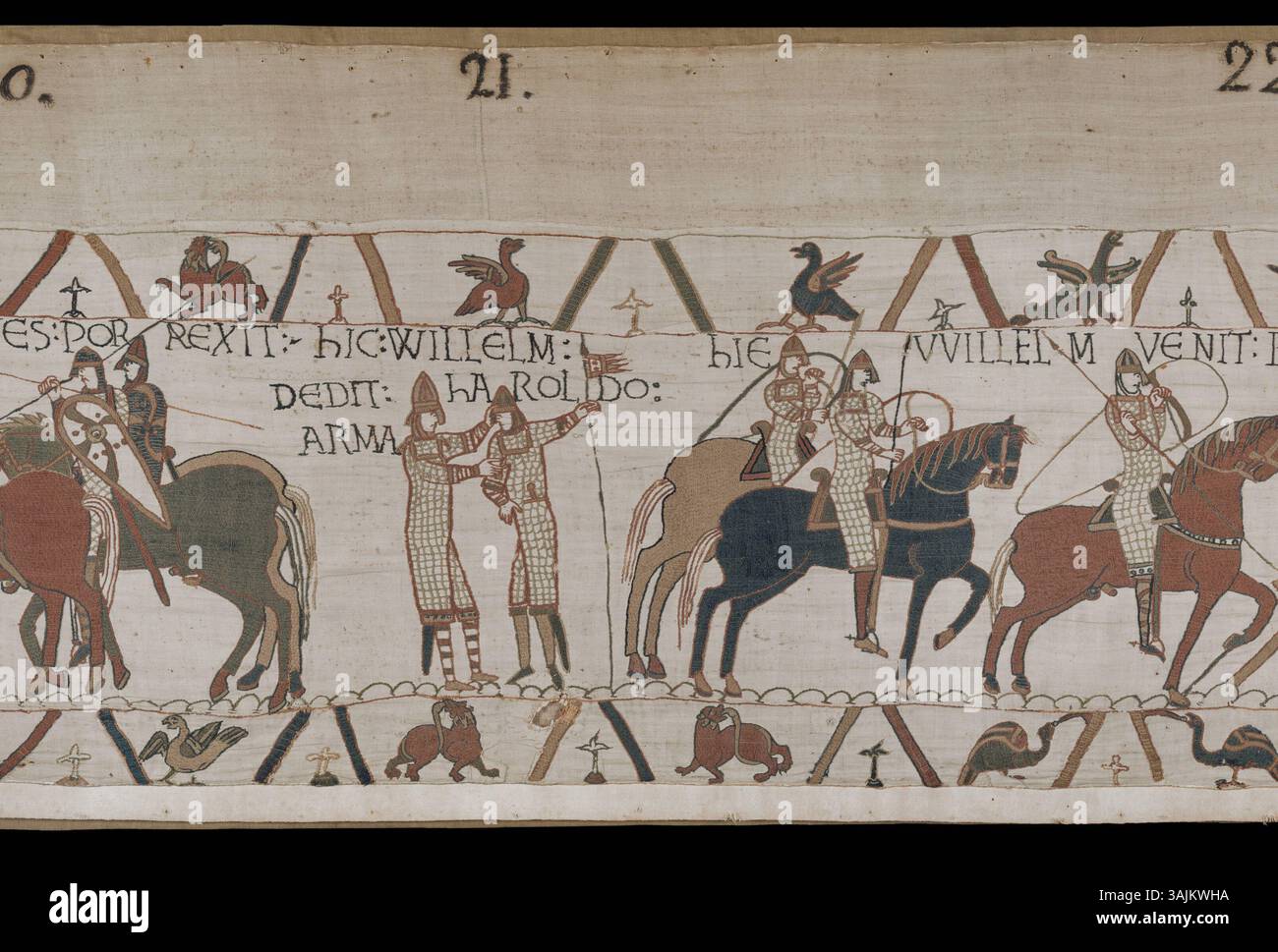 Scene 21 of the Bayeux Tapestry depicts post-conquest scenes ...
