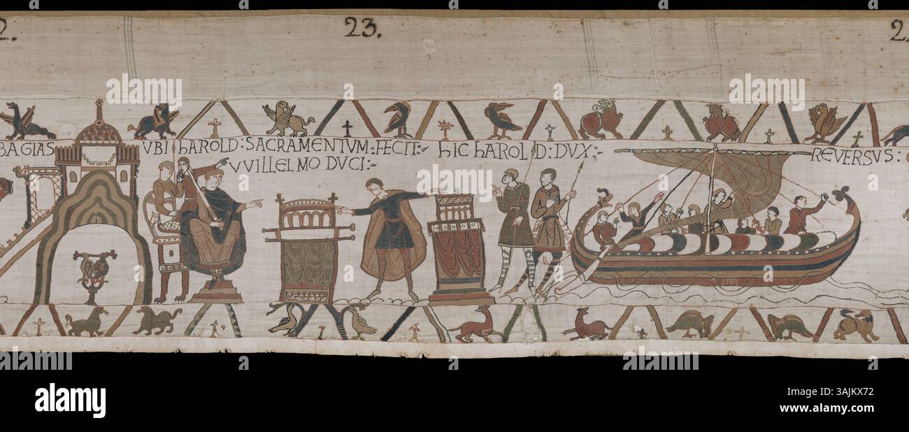 Scene 23 of the Bayeux Tapestry commemorates key moments of the Norman ...