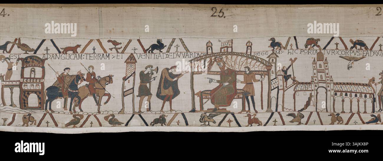 Scene 25 of the Bayeux Tapestry presents a depiction of the Norman ...