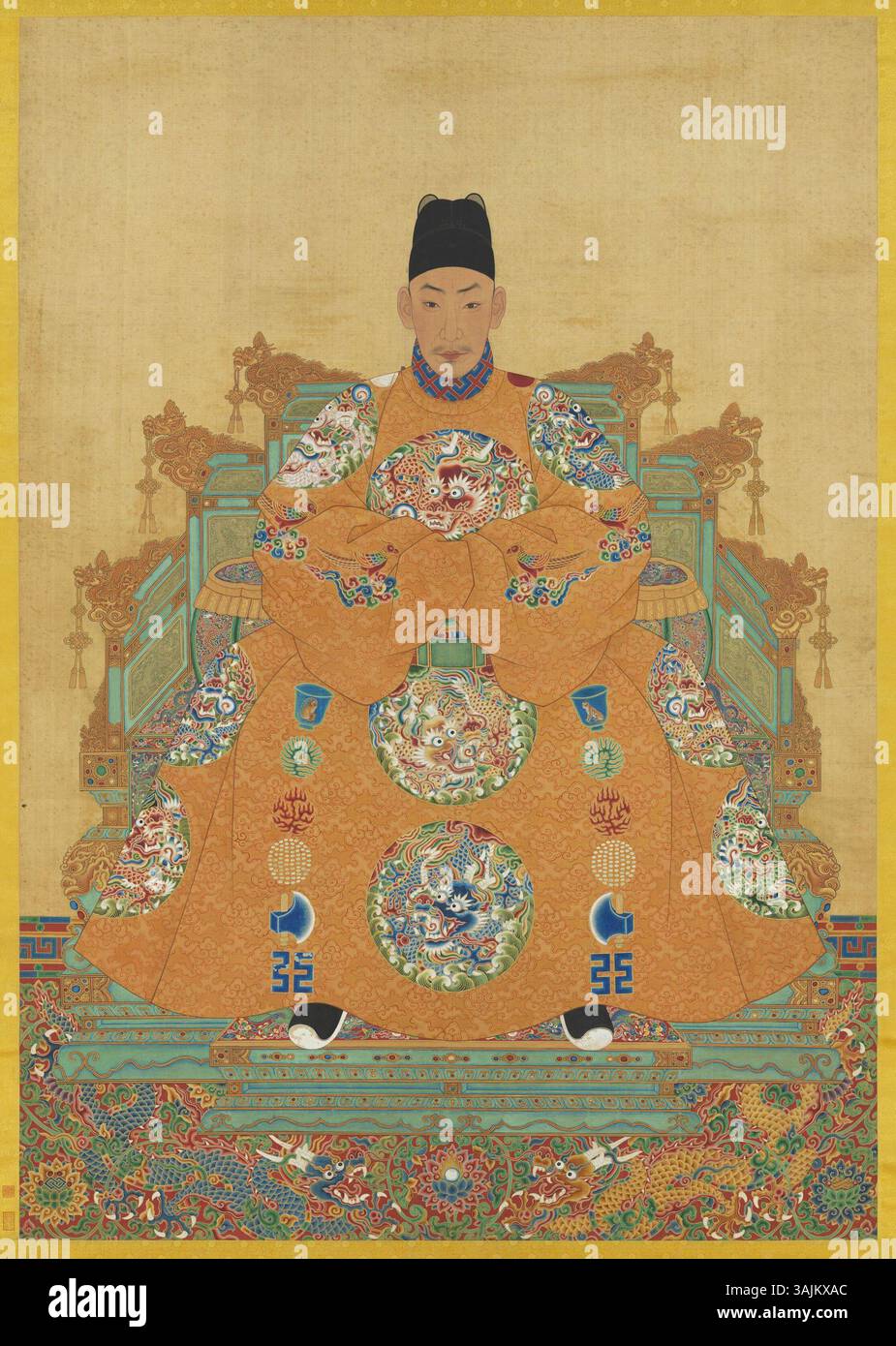 A seated portrait of Emperor Wuzong of the Ming Dynasty, created in the ...