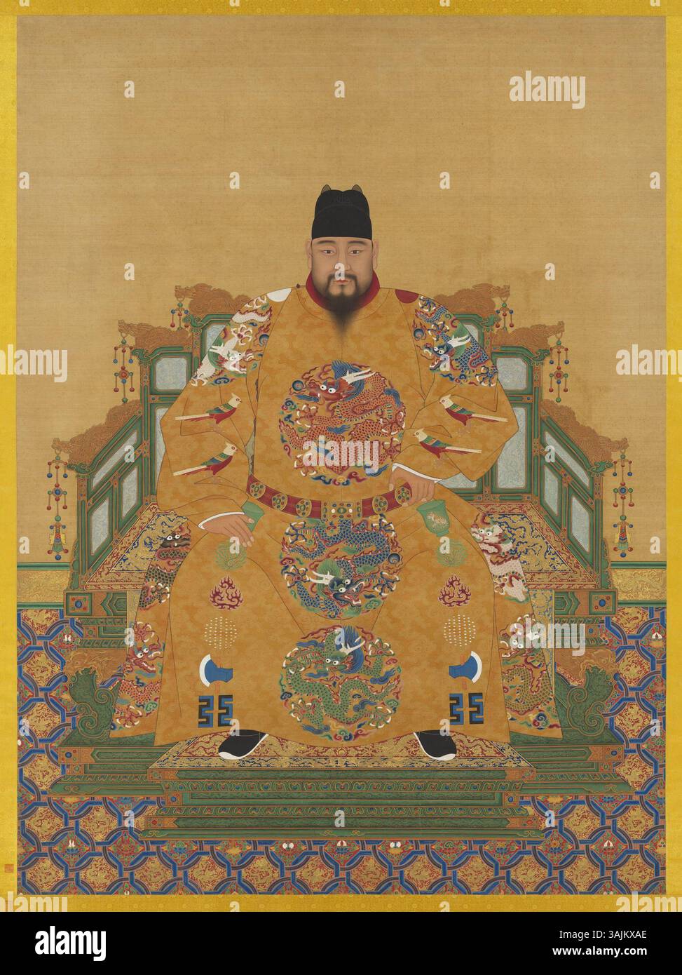 A seated portrait of Emperor Yingzong of the Ming Dynasty, showcasing ...