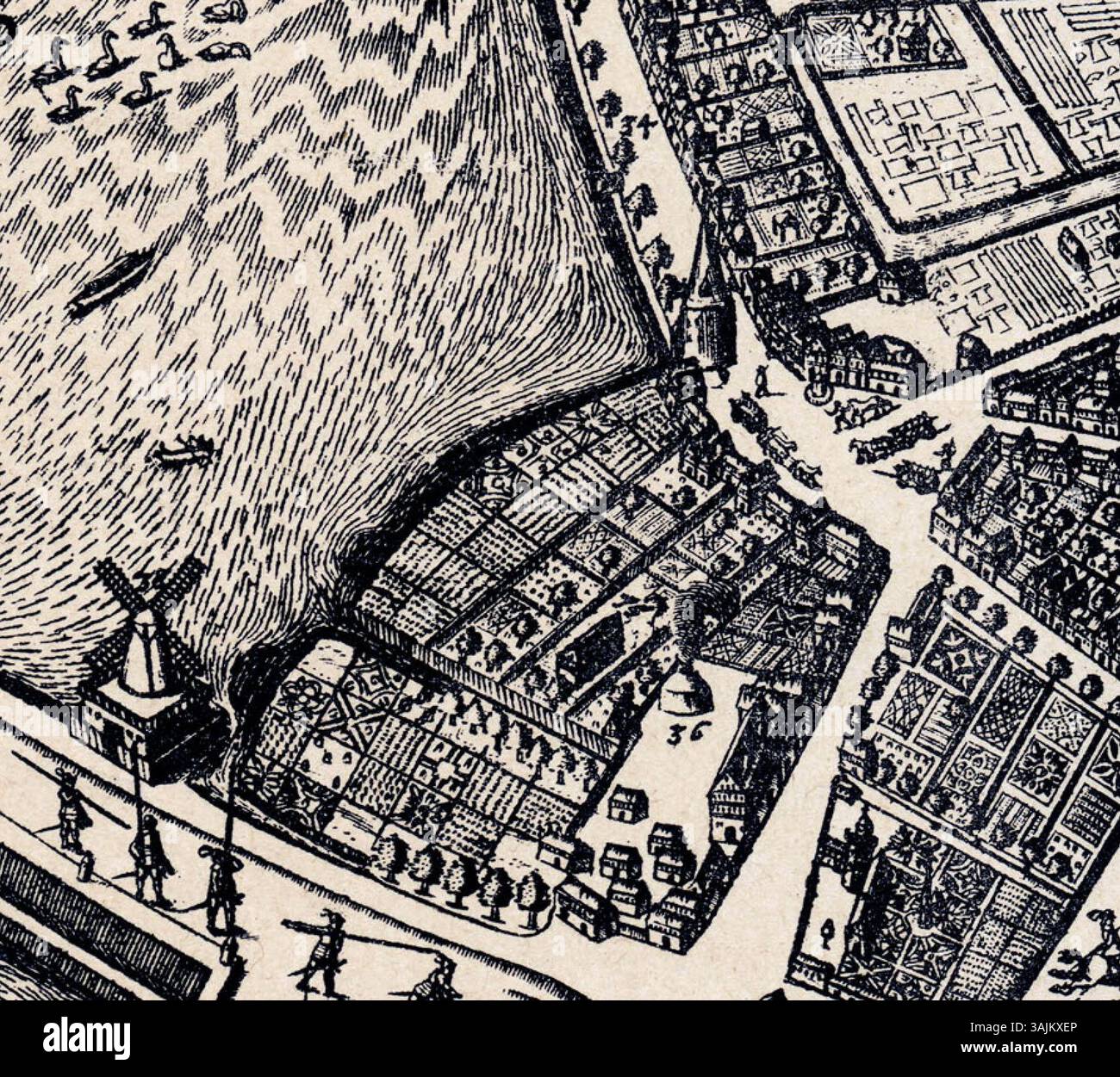 This 1690 map segment of Hamburg was created by Petrus Grooten. It ...