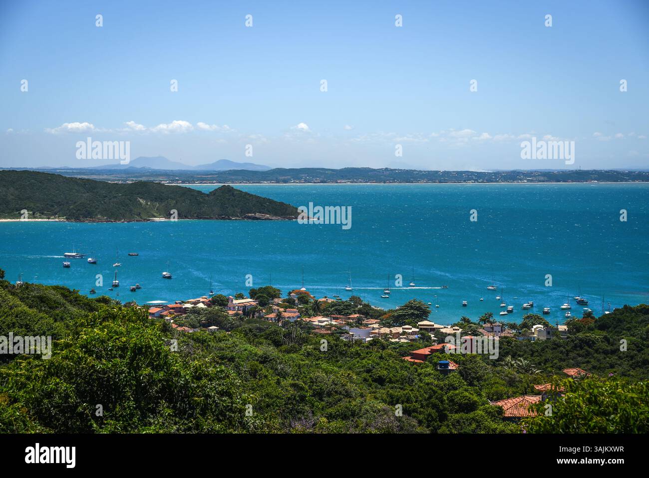 Overlooking Buzios Bay and Anchored Boats on a Clear Day - Buzios ...