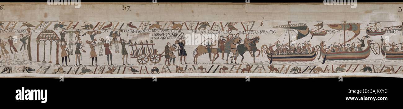 Scene 37 of the Bayeux Tapestry depicts significant events surrounding ...