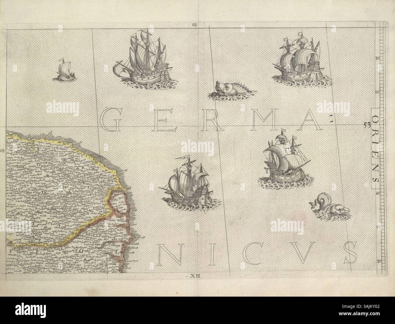 Part of Christopher Saxton’s *Britannia Insularum In Oceano Maximo ...