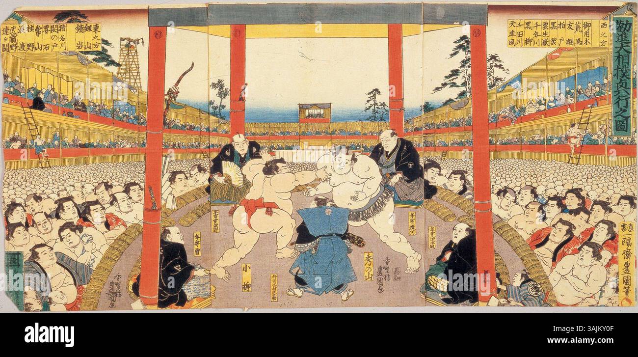 A woodblock print by Utagawa Kunisada from 1846, depicting the Grand ...