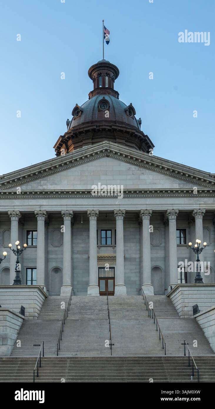 The South Carolina State Capitol building entrance just before sunset ...