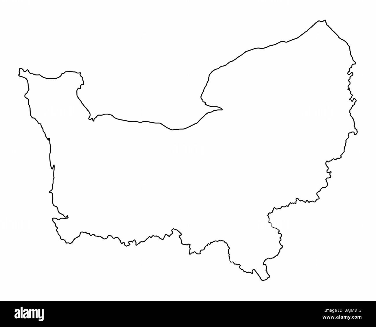 The Normandy region outline map isolated on white background, France ...