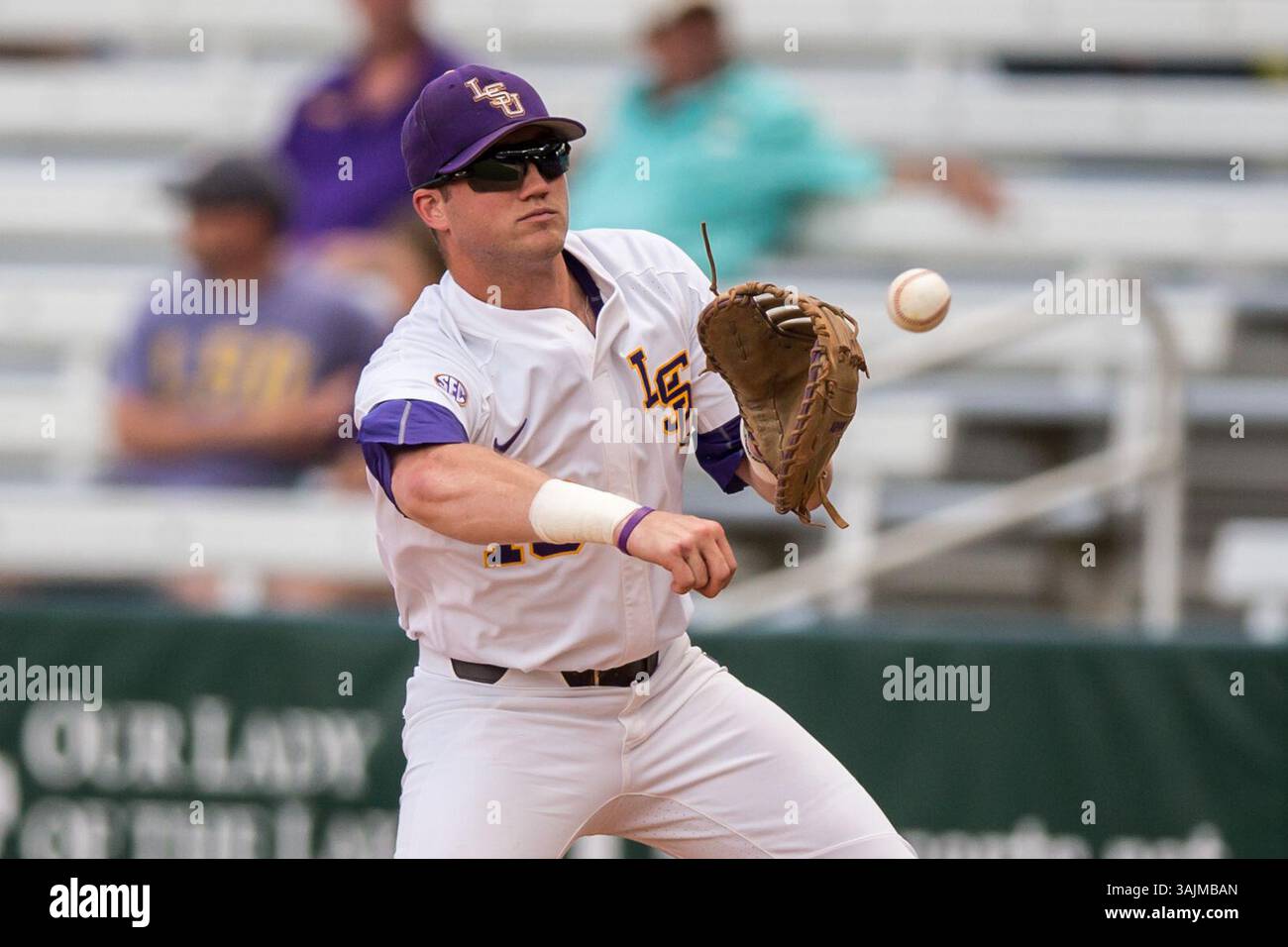 June 01, 2017: LSU catcher Nick Coomes (13) warming up before the Baton ...