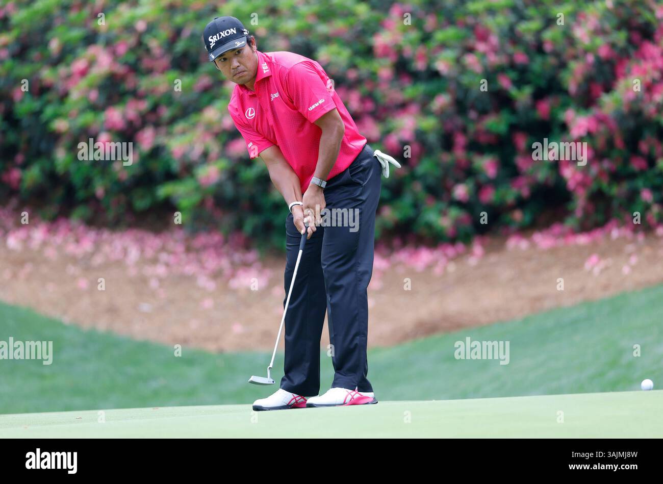 Augusta, United States. 11th Apr, 2025. Hideki Matsuyama of Japan putts ...