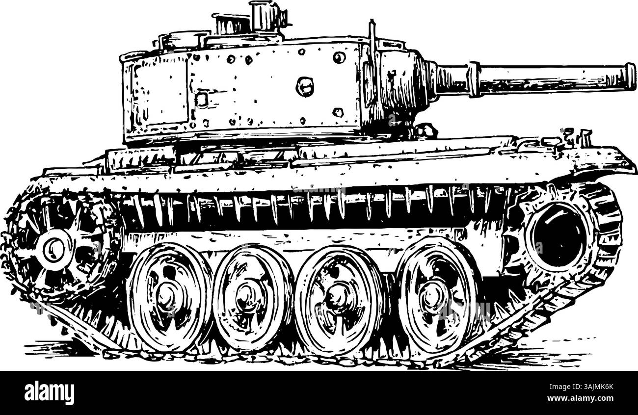 Detailed tank drawing Stock Vector Images - Alamy