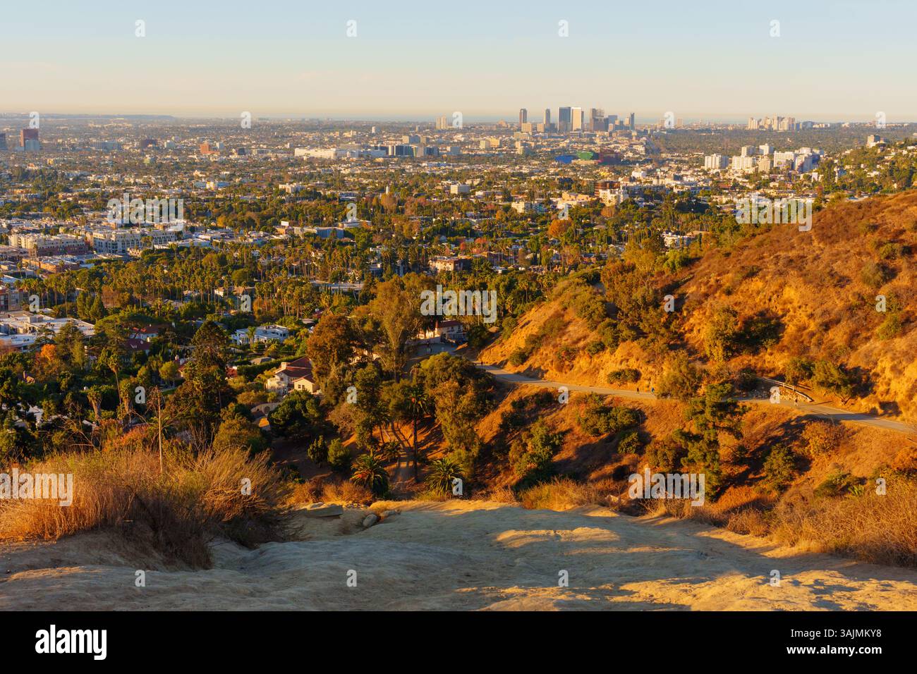 Wide-angle shot capturing the expansive view of downtown Los Angeles ...