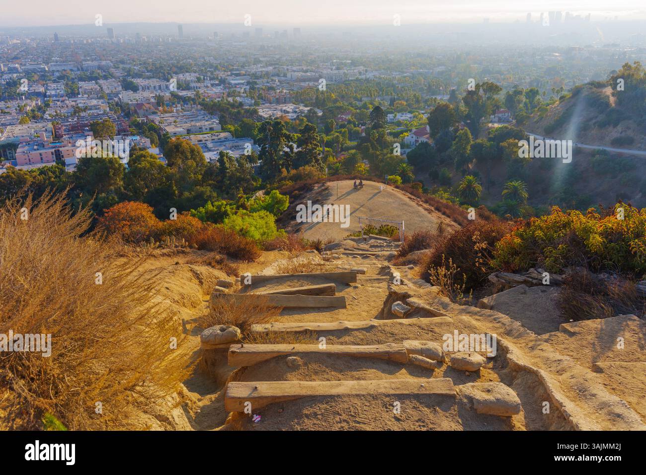 Wide-angle view from an observation spot at Runyon Canyon Park ...