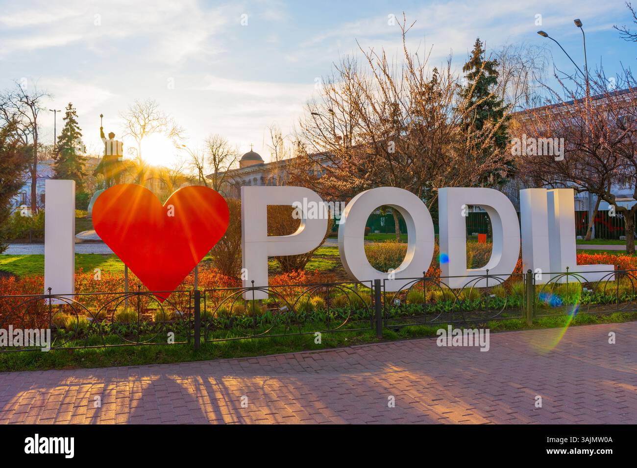 Kyiv, Ukraine - March 28, 2025: Iconic 'I Love Podil' sign in ...