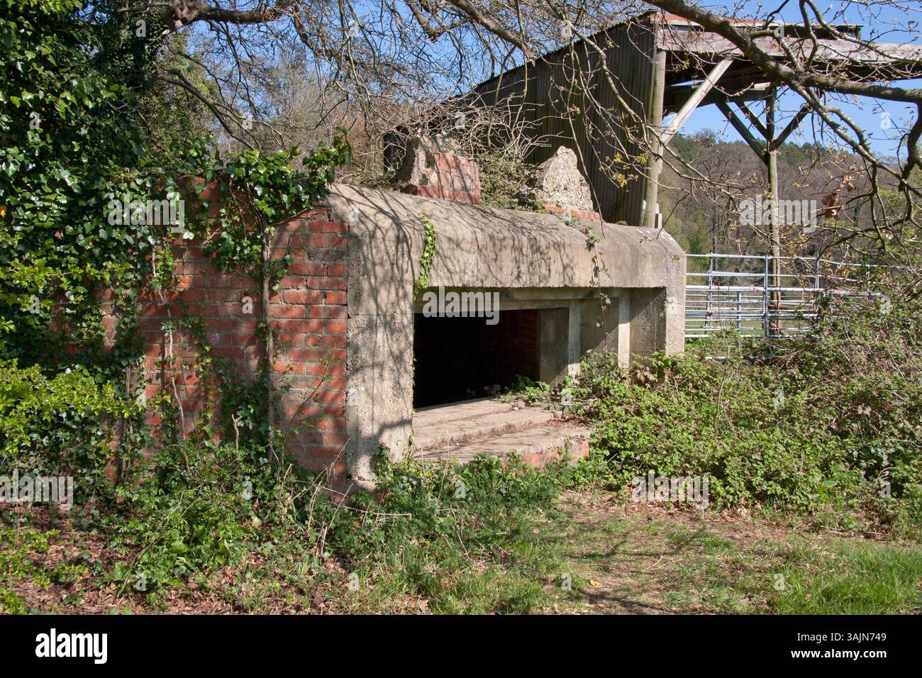 World War II pillbox by the River Wey, Waverley Abbey, Farnham, Surrey ...