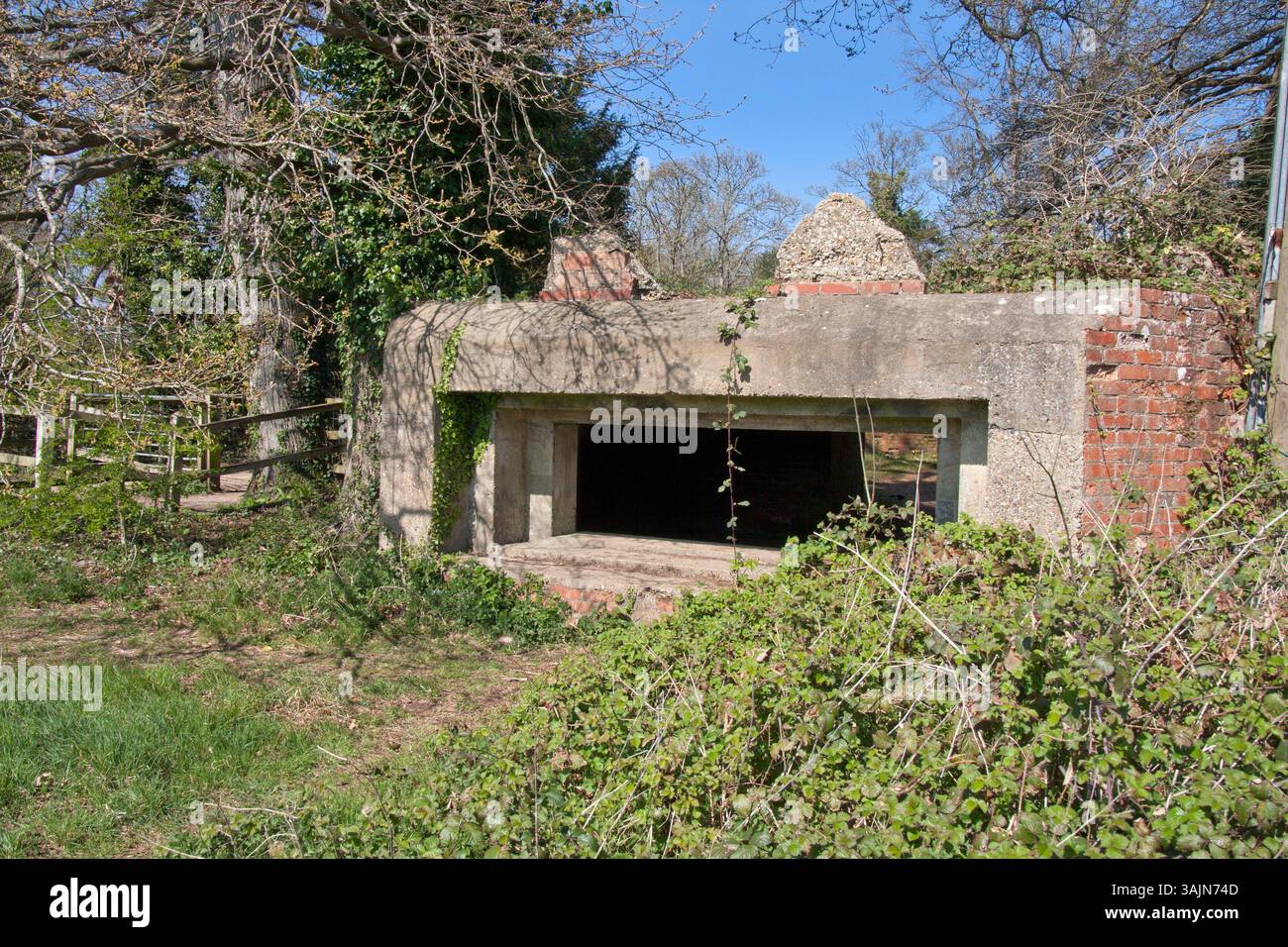 World War II pillbox by the River Wey, Waverley Abbey, Farnham, Surrey ...