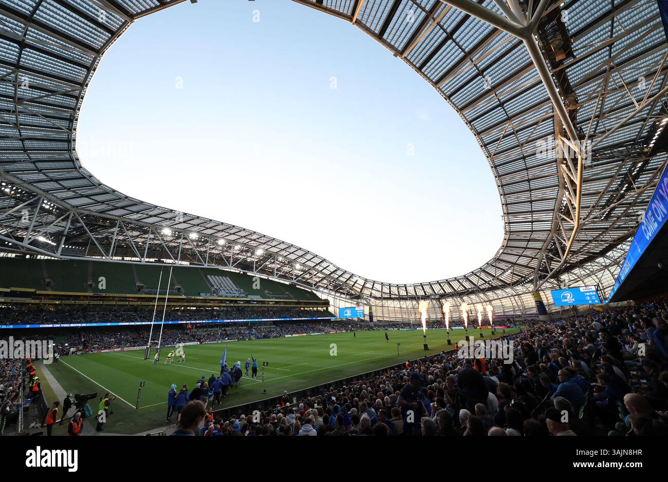 Players walk on to the pitch ahead of the Investec Champions Cup ...