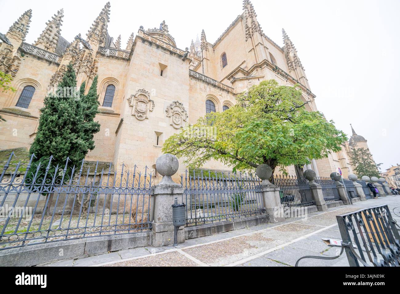 Side View of Segovia Cathedral Surrounded by Tranquil Scenery Stock ...