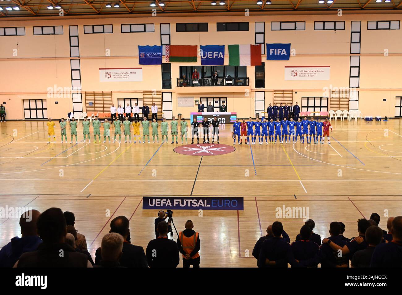 Gzira, Malta. 11th Apr, 2025. A general view of the teams lining up ...