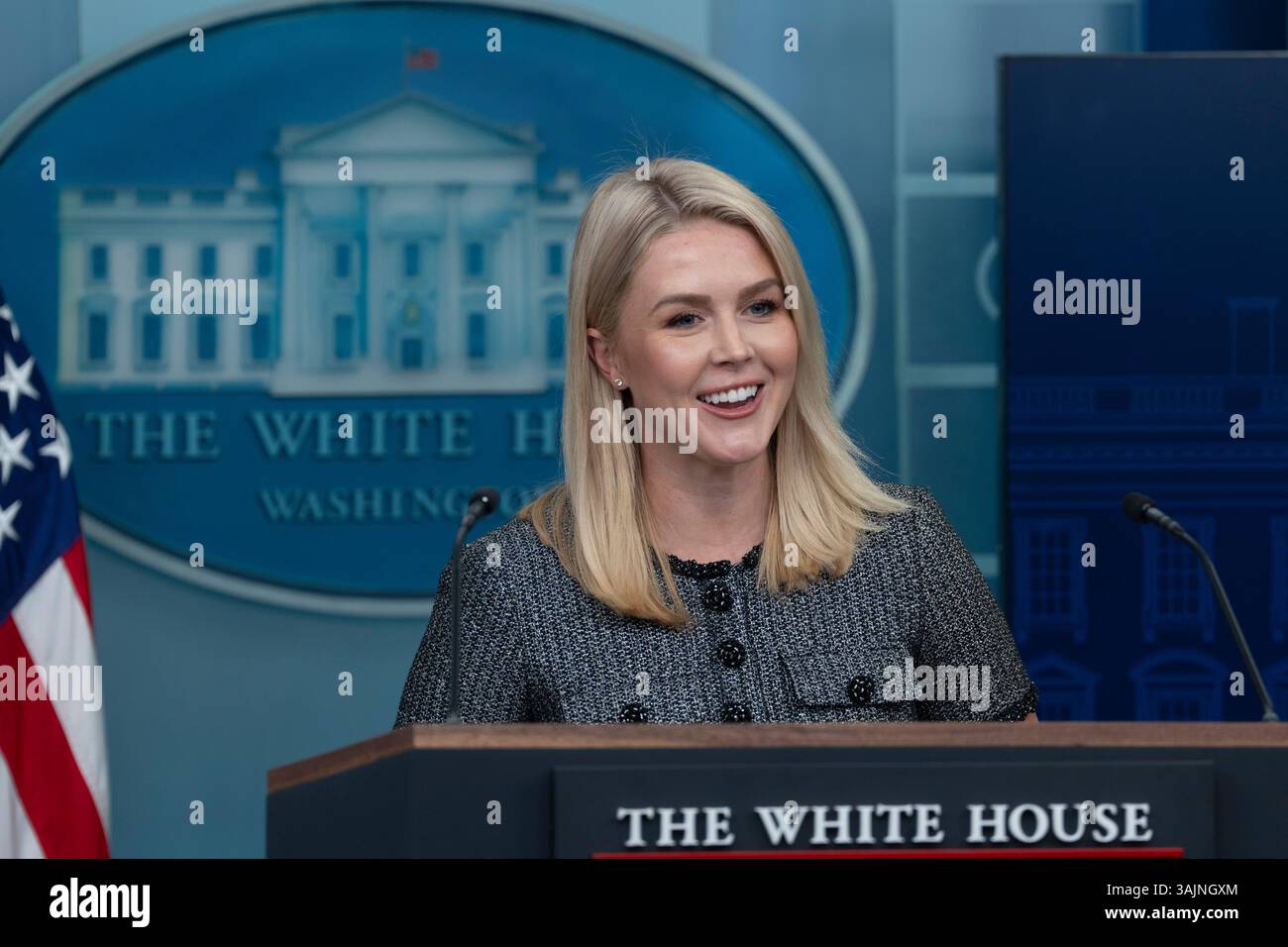 White House Press Secretary Karoline Leavitt holds a briefing in the James S Brady Press ...
