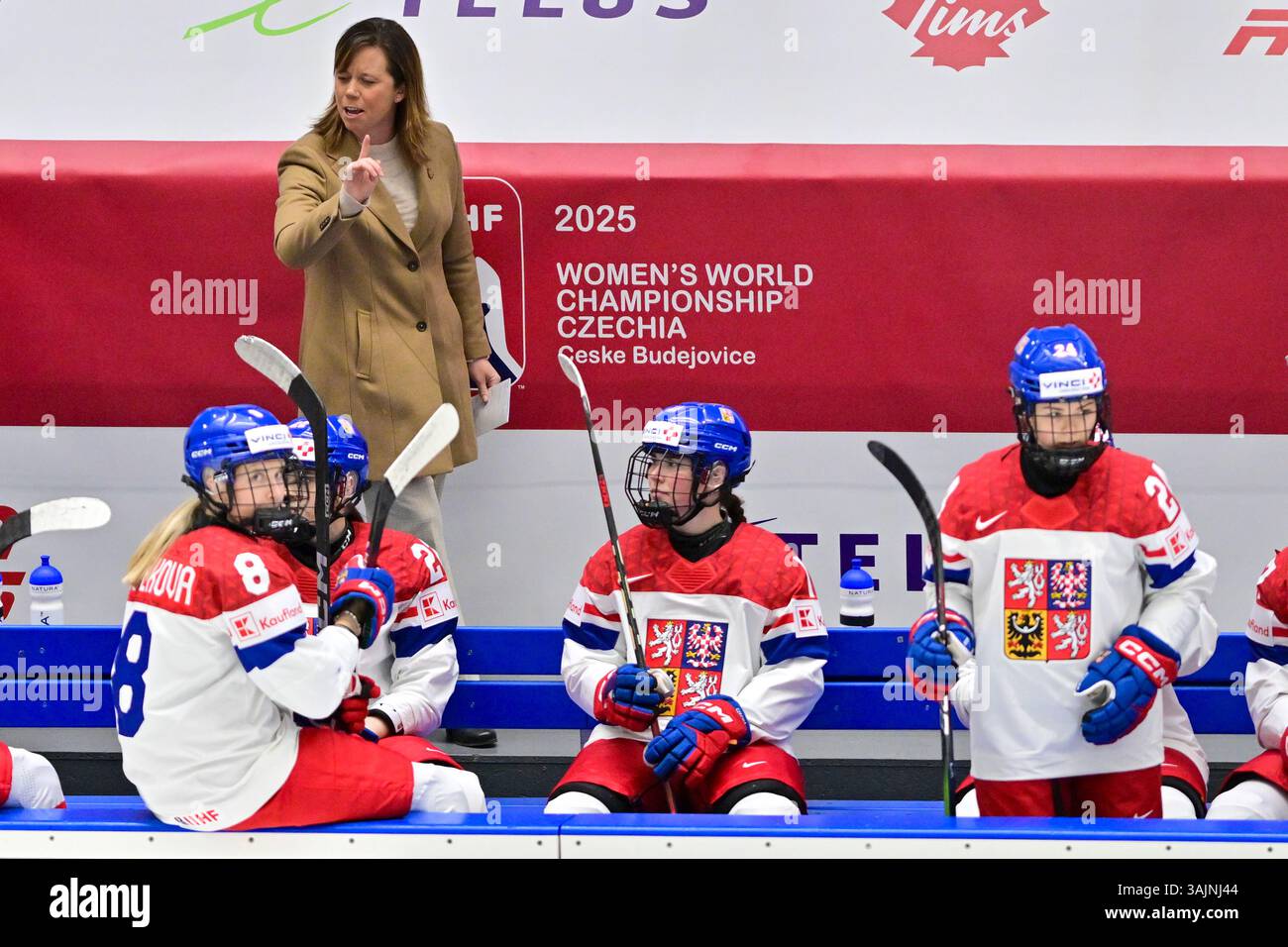 Budweis, Czech Republic. 11th Apr, 2025. Coach Carla MacLeod of Czech ...