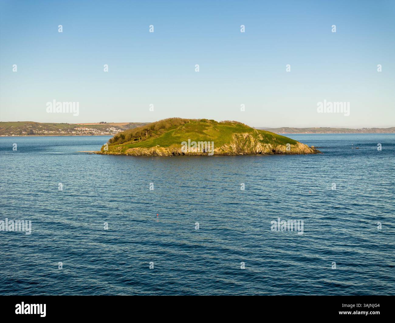Looe Island nature reserve, also known as St George's Island, aerial ...