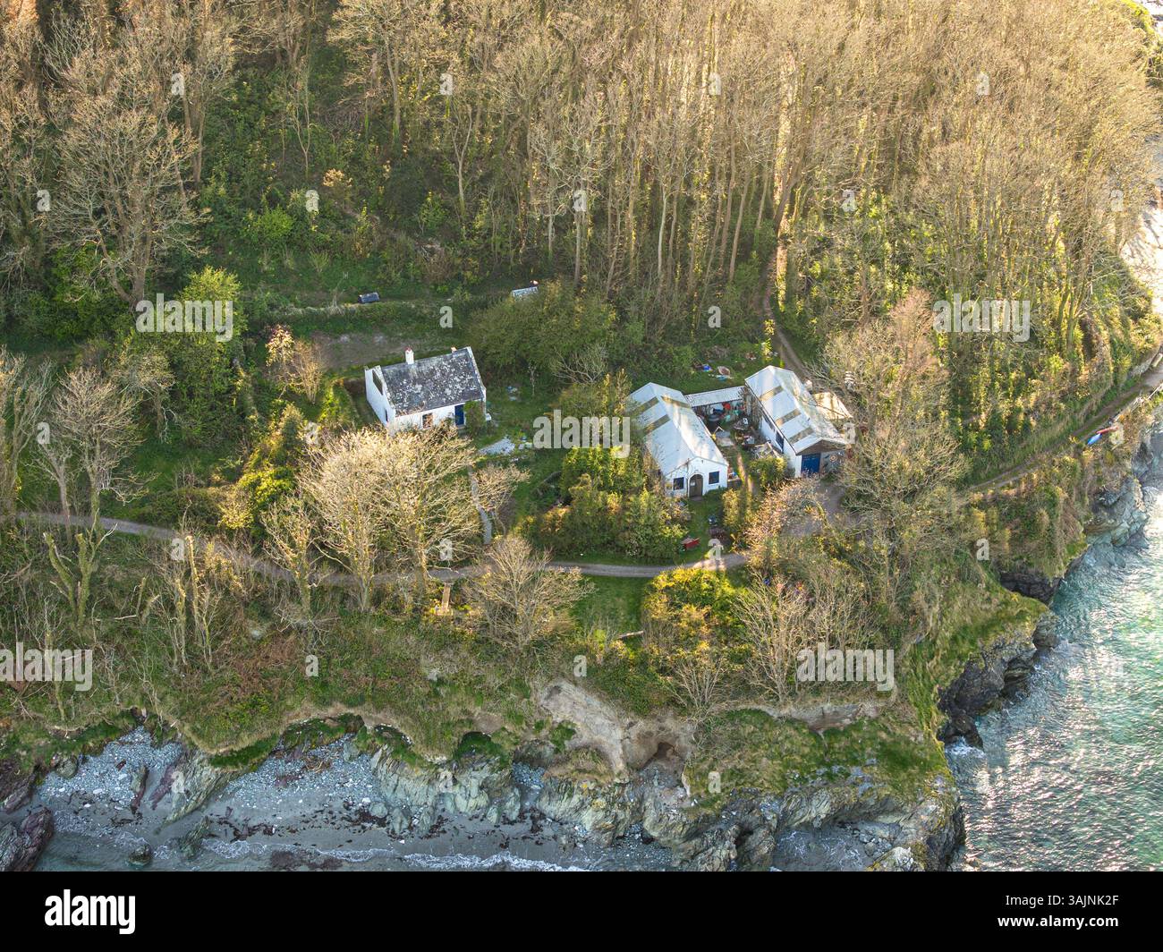 Looe Island nature reserve, also known as St George's Island, aerial ...