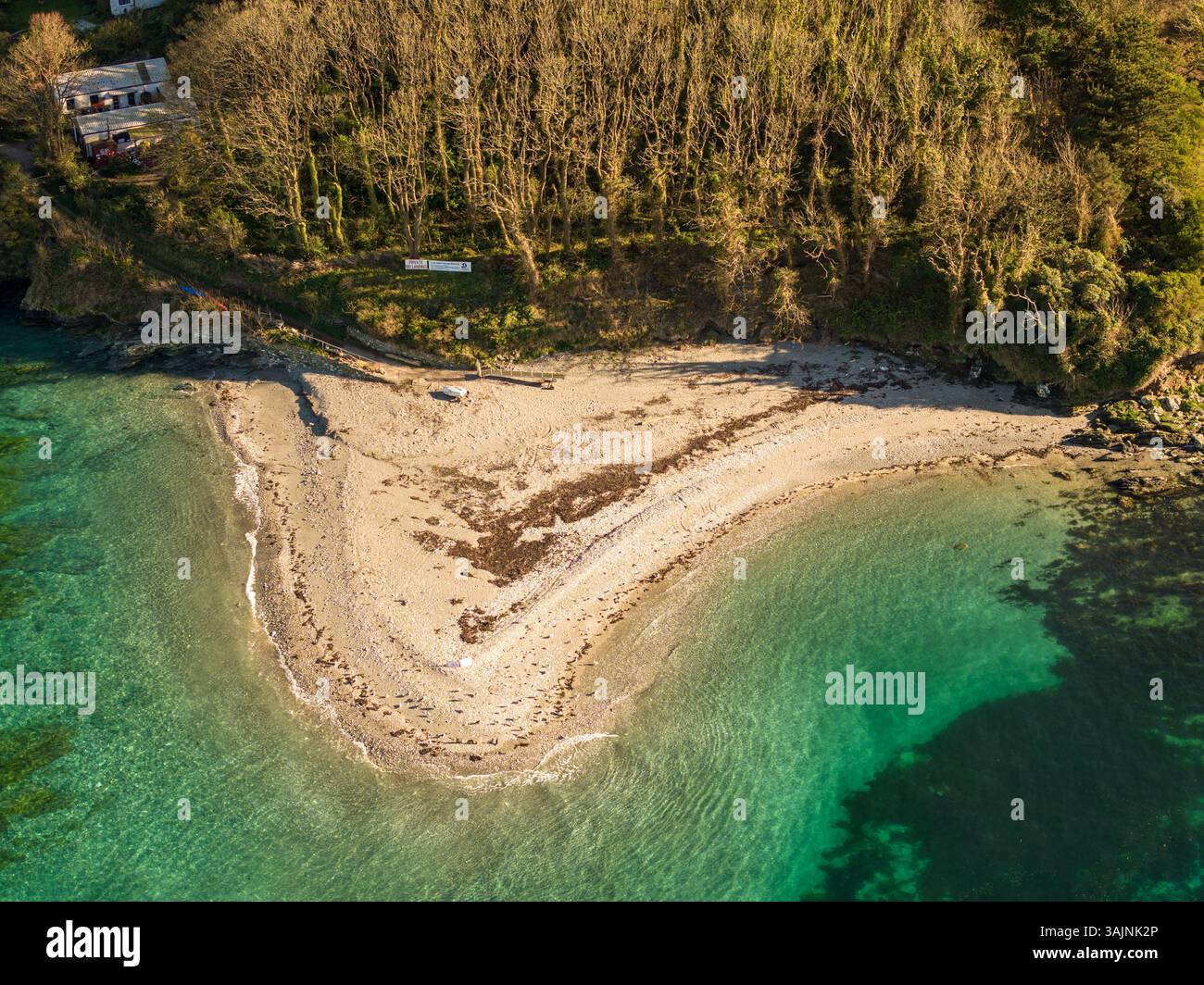 Looe Island nature reserve, also known as St George's Island, aerial ...