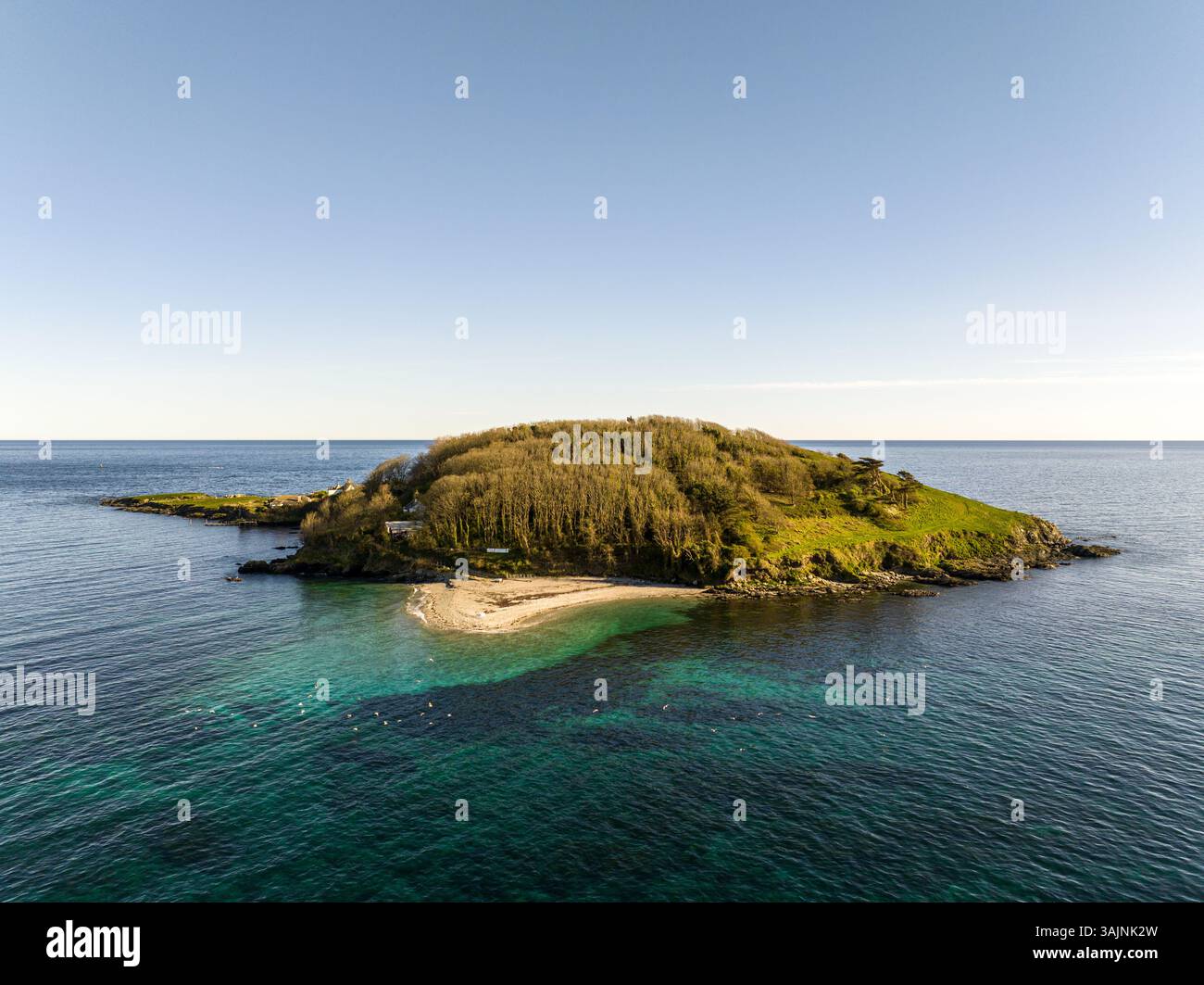 Looe Island nature reserve, also known as St George's Island, aerial ...