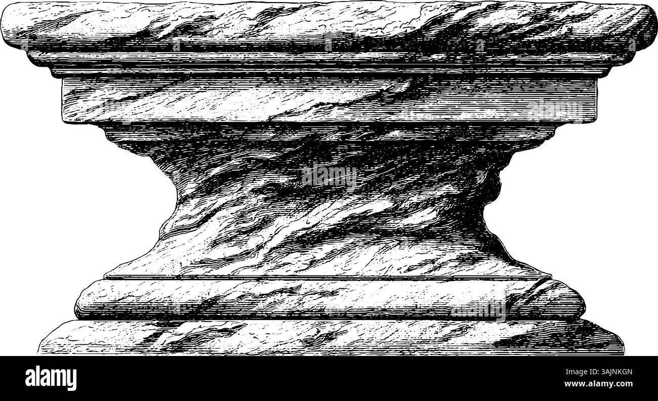 Marble pedestal base with ornate carved design in classic architectural ...