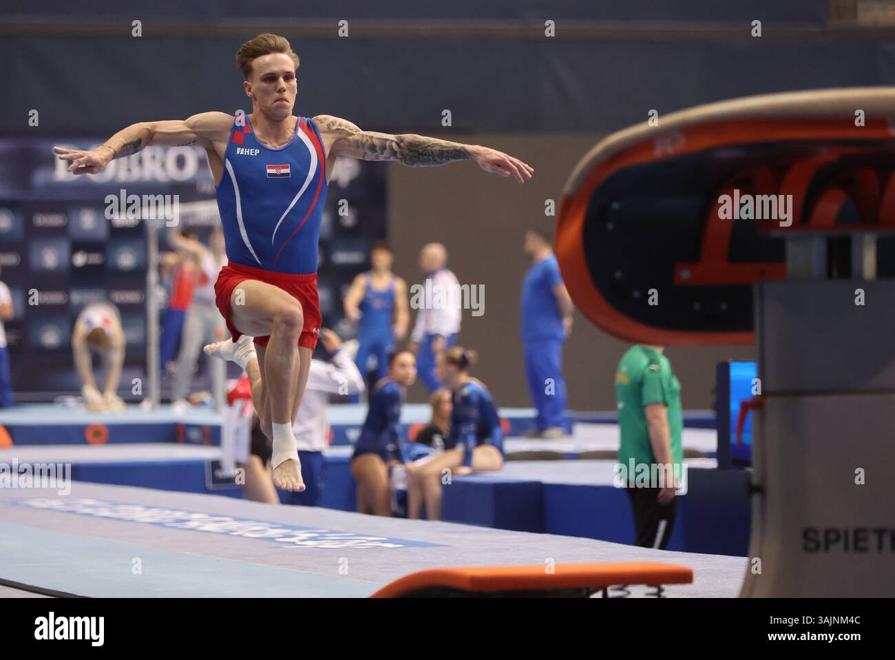 Osijek, Croatia. 11th Apr, 2025. Aurel Benovic of Croatia performs on ...