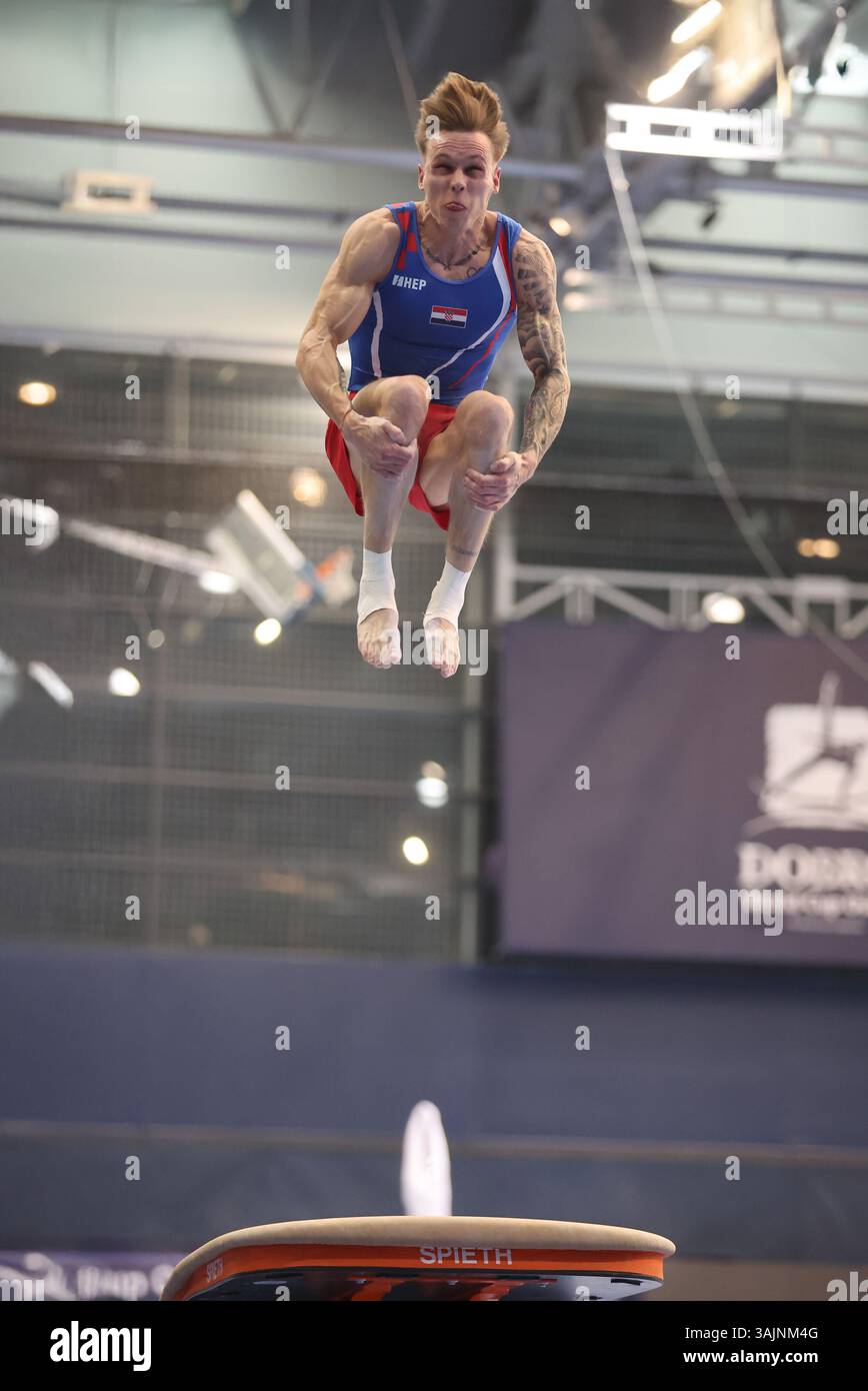 Osijek, Croatia. 11th Apr, 2025. Aurel Benovic of Croatia performs on ...