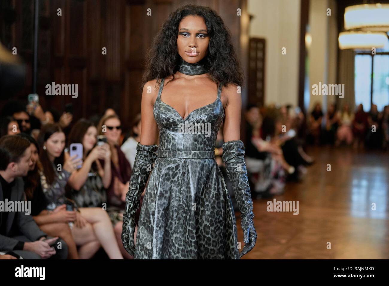 A model wears a creation from Patricia Viera collection during the Sao Paulo Fashion Week ...