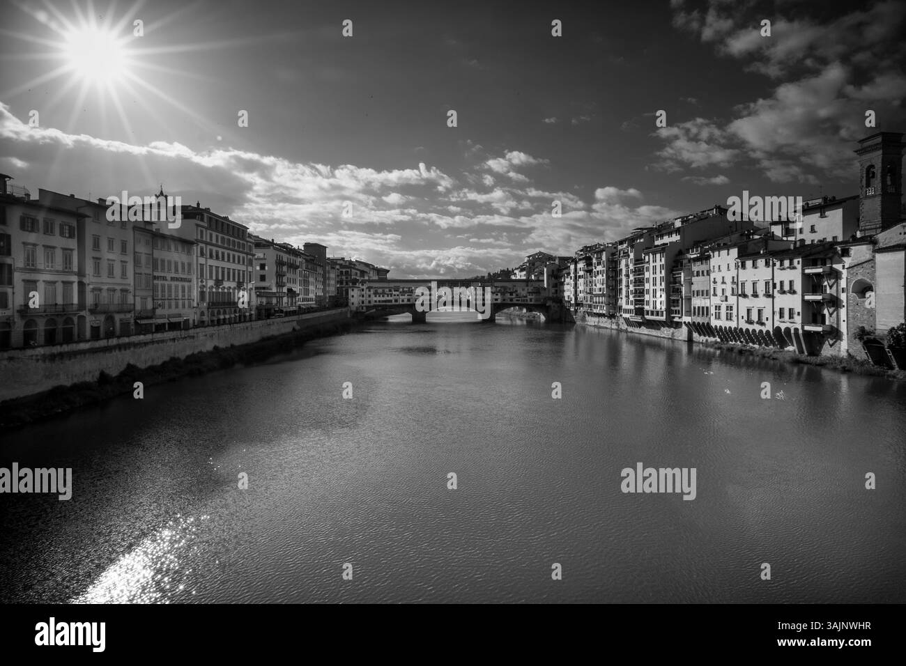 Florence riverside view Black and White Stock Photos & Images - Alamy