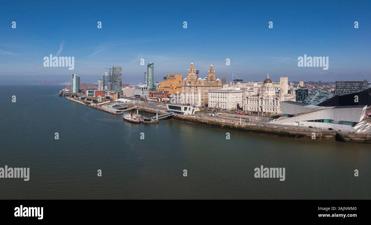 Aerial View of Liverpool Waterfront Featuring the Three Graces Stock ...