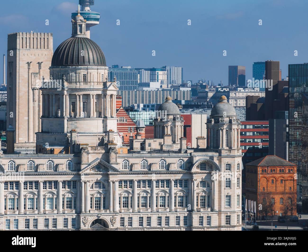 Aerial View of Liverpool Featuring Port of Liverpool Building Stock ...