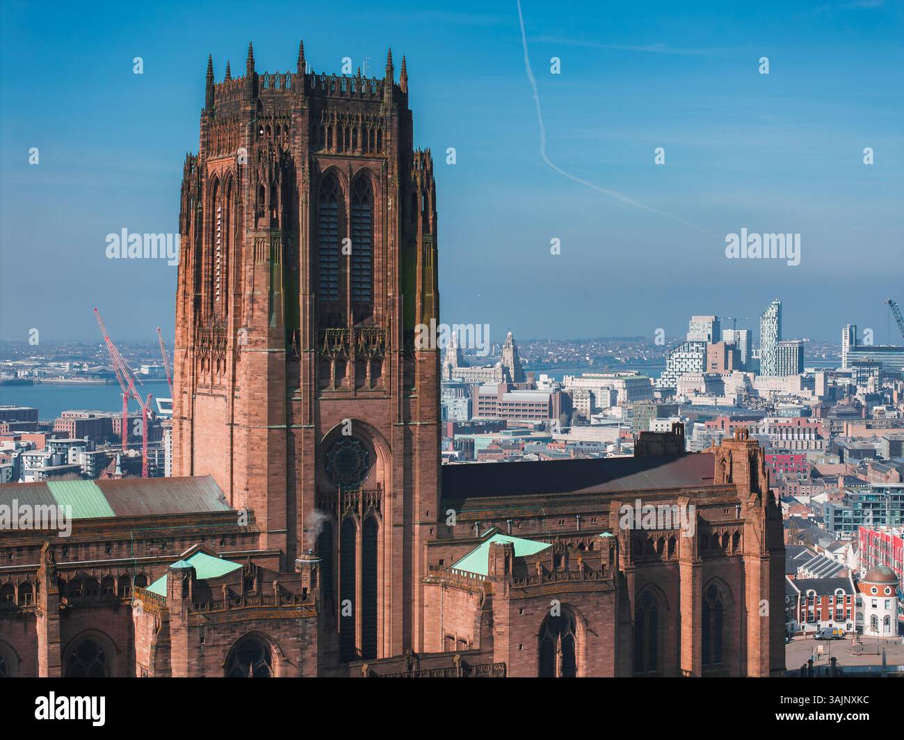 Aerial View of Liverpool Featuring Liverpool Cathedral and Cityscape ...