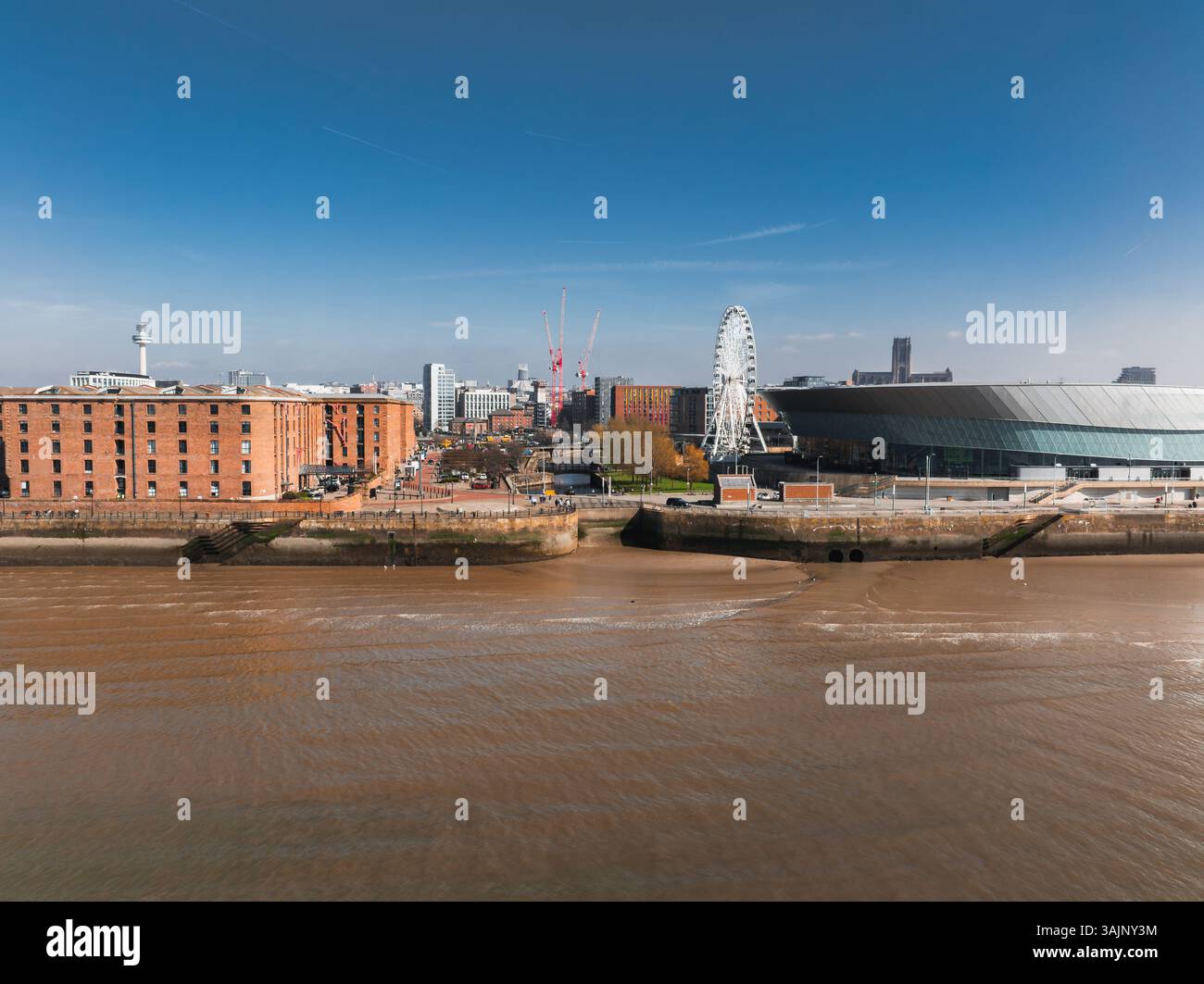Aerial View of Liverpool Featuring Albert Dock and MandS Bank Arena ...