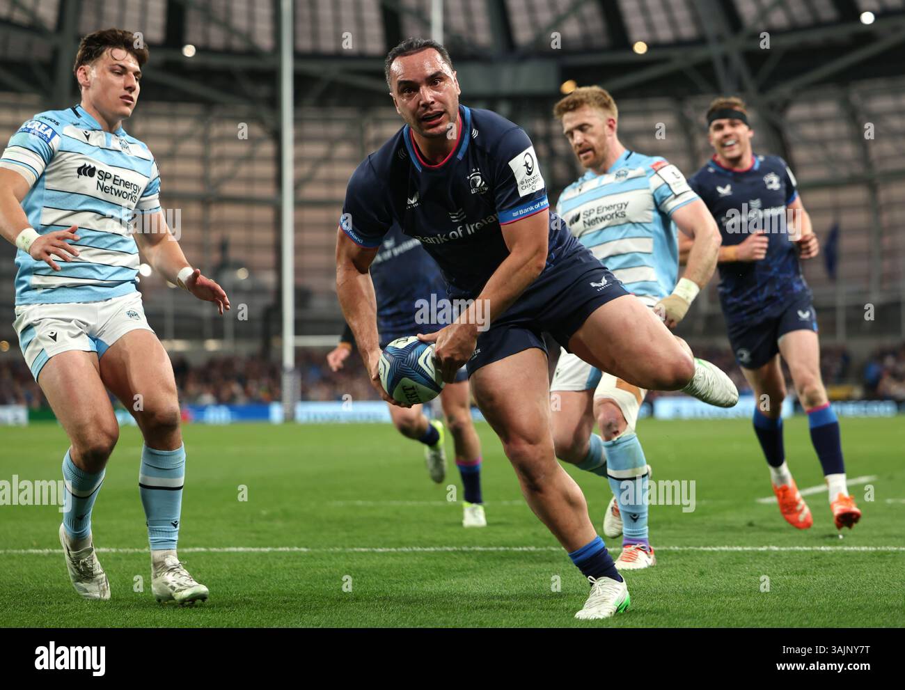 Leinster's James Lowe scores their side's second try of the game during ...