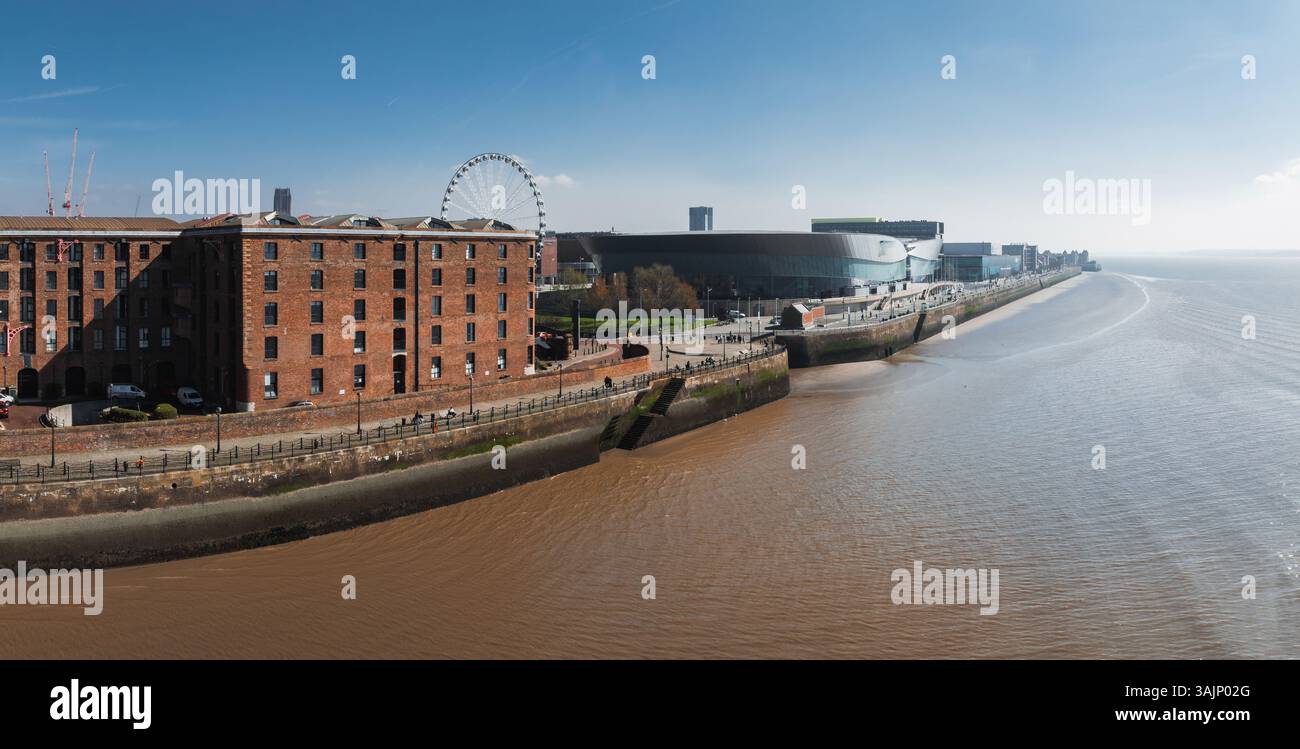 Aerial View of Liverpool Featuring Albert Dock and River Mersey Stock ...
