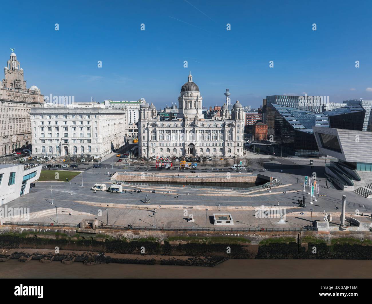Aerial View of Liverpool Featuring Port of Liverpool Building Stock ...