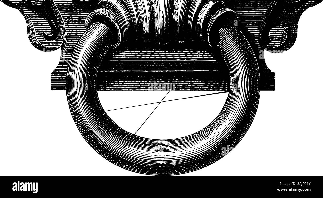 Detailed vintage door knocker with ornate design and circular ring ...