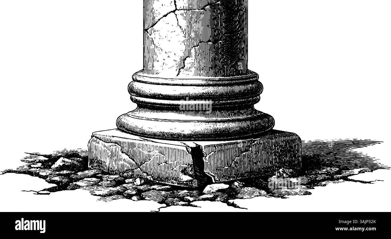 Cracked stone column base Stock Vector Images - Alamy