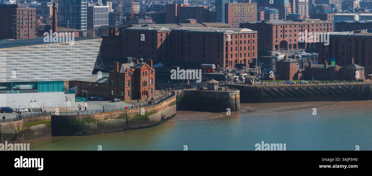 Aerial View of Liverpool Featuring Albert Dock and Mersey River Stock ...