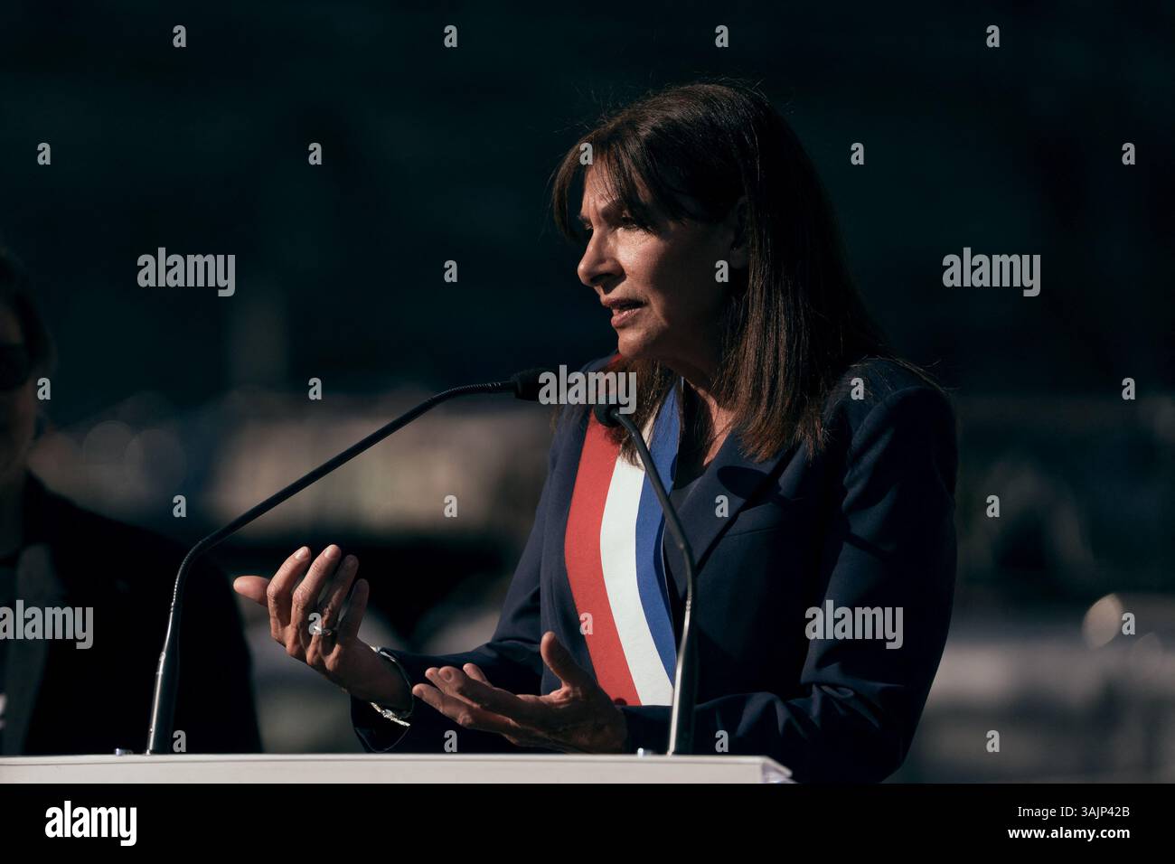 Paris, France. 11th Apr, 2025. Mayor of Paris, Anne Hidalgo speechs ...